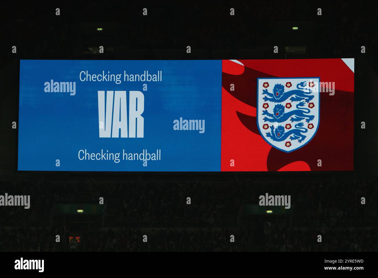 Big screen VAR check penalty England v USA Wembley Stadium London ...
