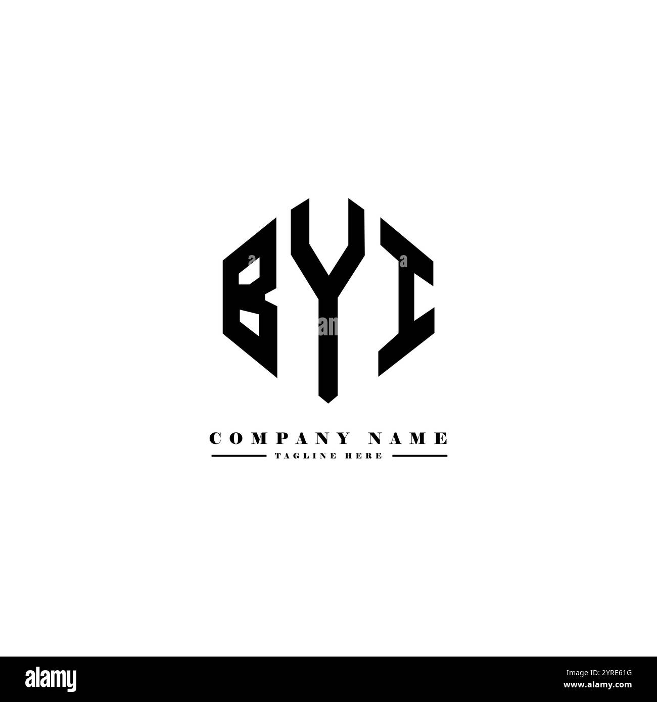 BYI letter logo design with polygon shape. BYI polygon and cube shape logo design. BYI hexagon ...