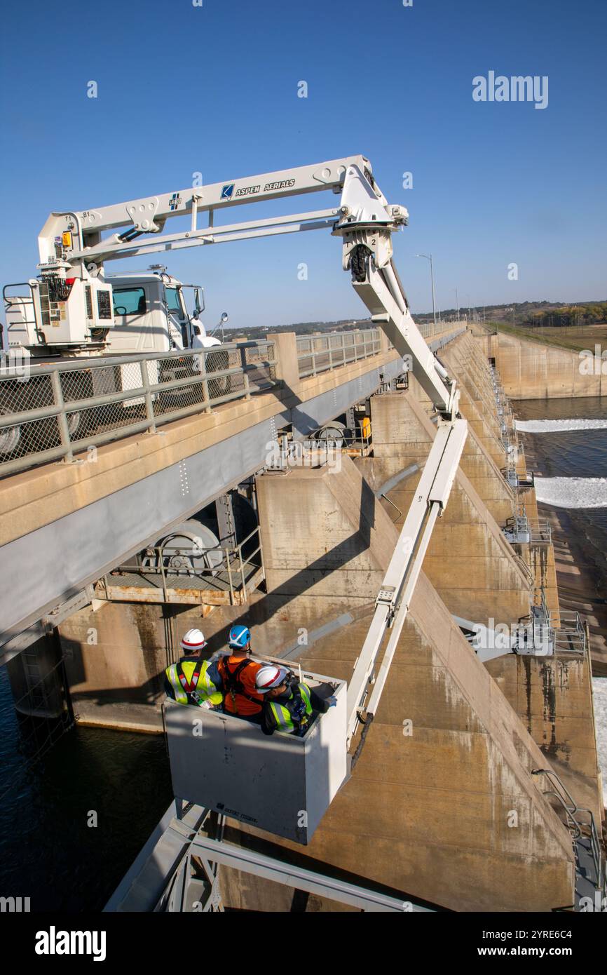 Omaha District Structural Engineers Jun Jin and Nabil Askar perform an ...