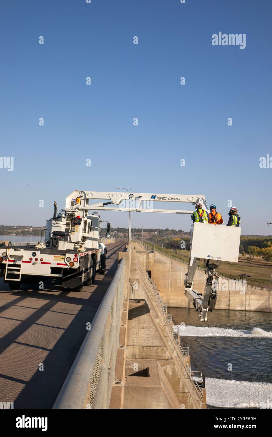 Omaha District Structural Engineers Jun Jin and Nabil Askar perform an ...