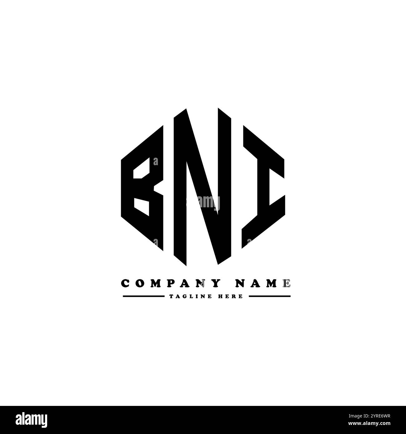 BNI letter logo design with polygon shape. BNI polygon and cube shape ...