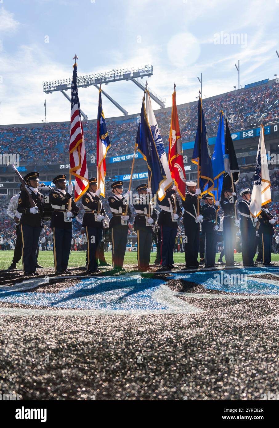 U. S. Army Reserve Command Honor Guard soldiers display the colors ...
