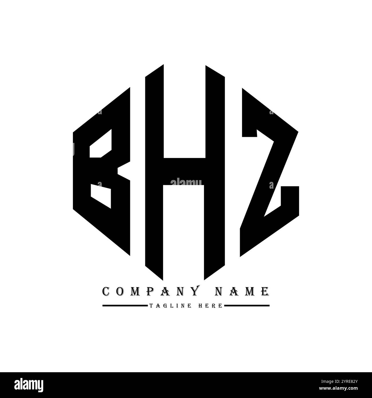 BHZ letter logo design with polygon shape. BHZ polygon and cube shape ...