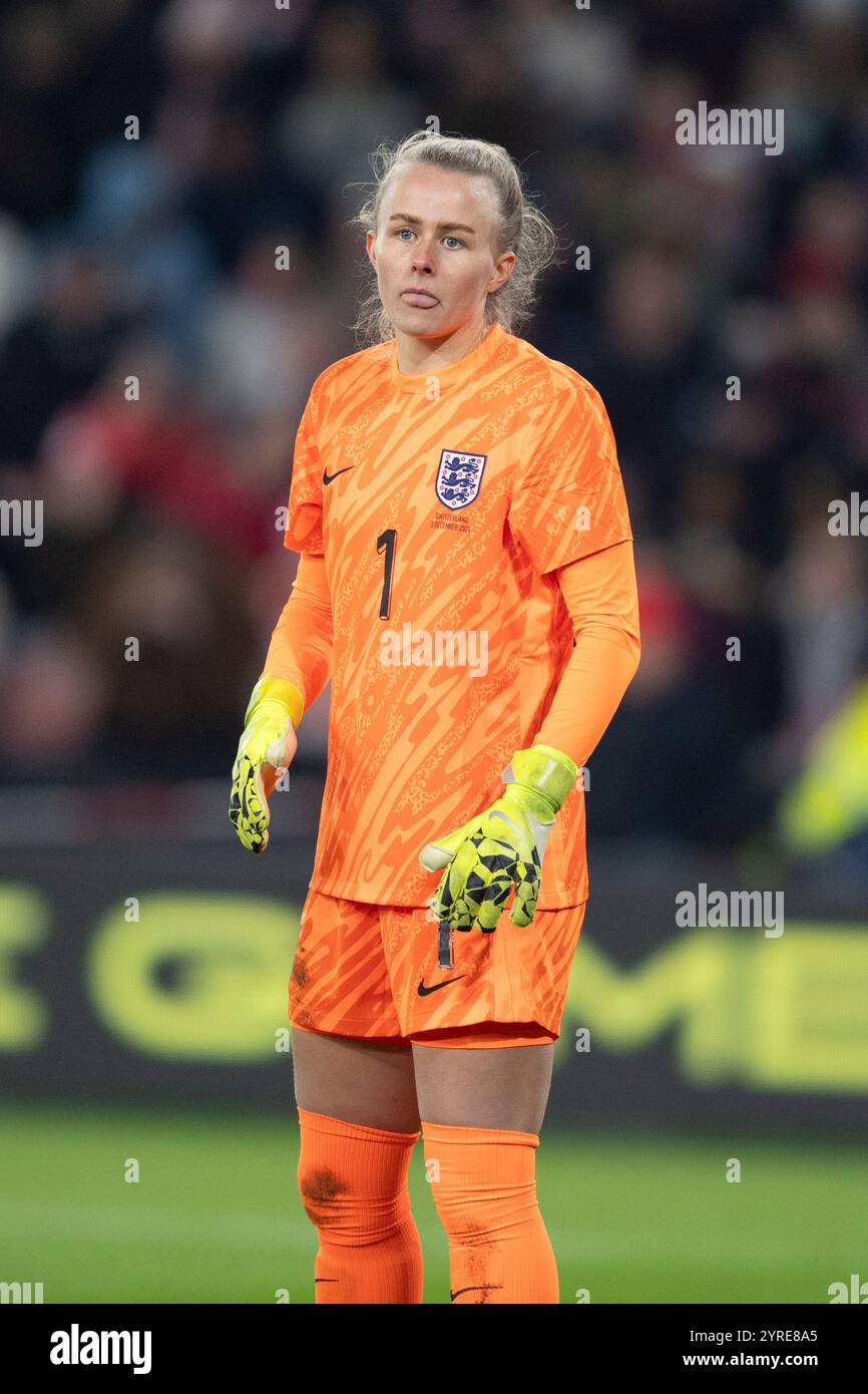 England Goalkeeper Hannah Hampton during the Women's International Friendly match between ...