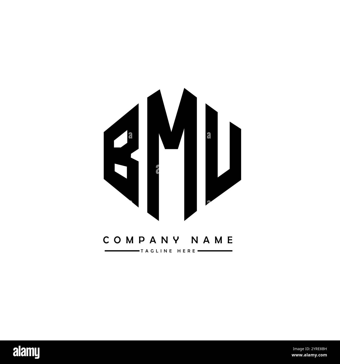 BMU letter logo design with polygon shape. BMU polygon and cube shape ...
