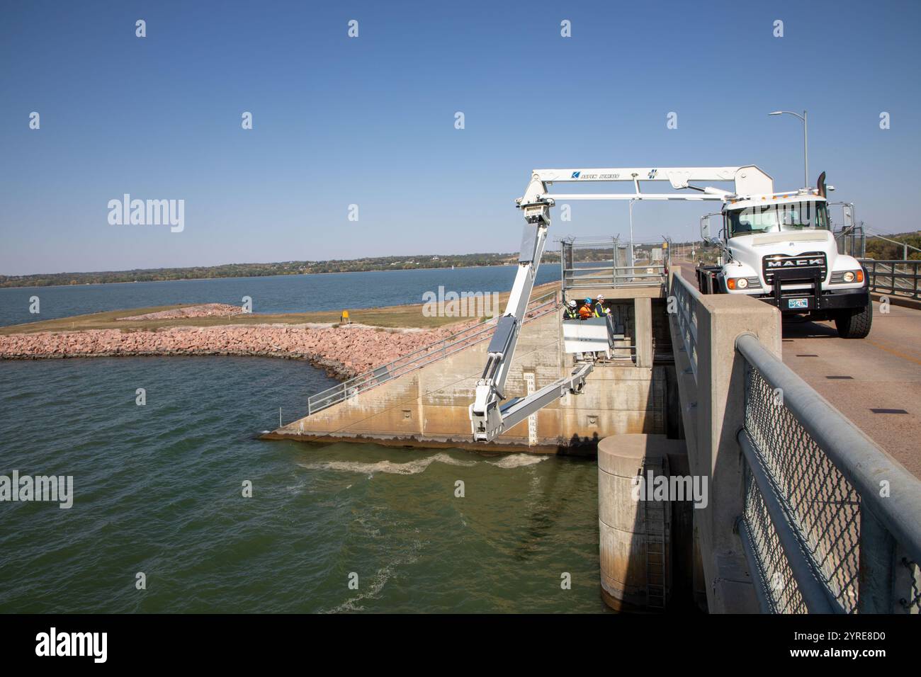 Omaha District Structural Engineers Jun Jin and Nabil Askar perform an ...