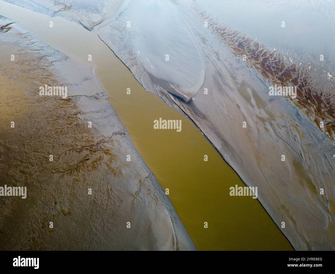 Aerial view of the tidal mudflats and channels of the Eemsdelta ...