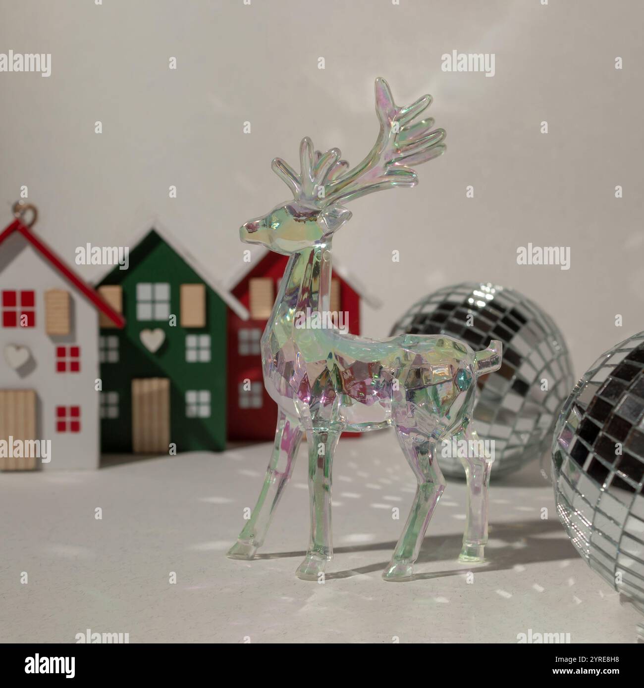 Santas reindeer in vibrant bold gradient holographic colors. Christmas ...