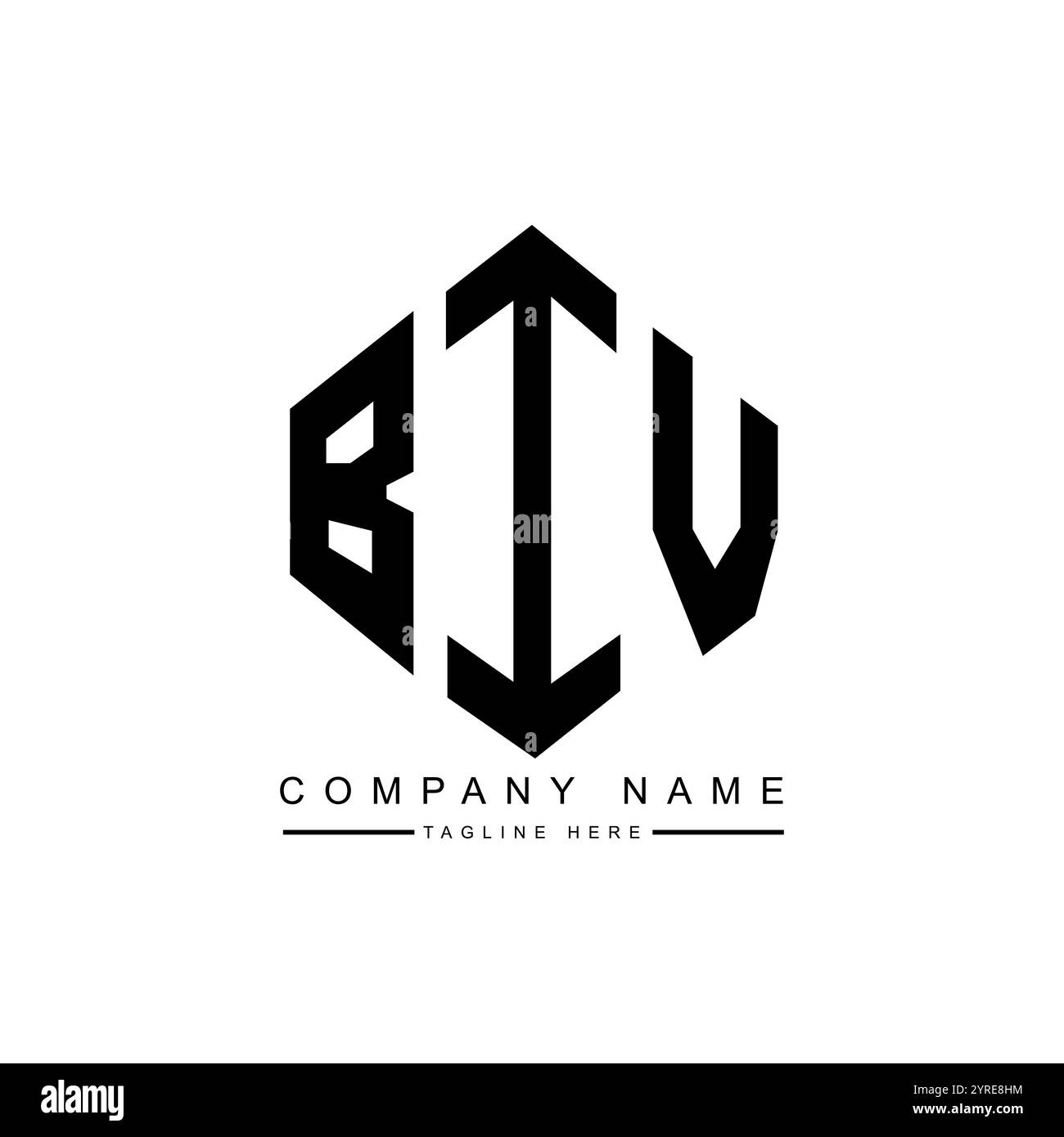 BIV letter logo design with polygon shape. BIV polygon and cube shape ...