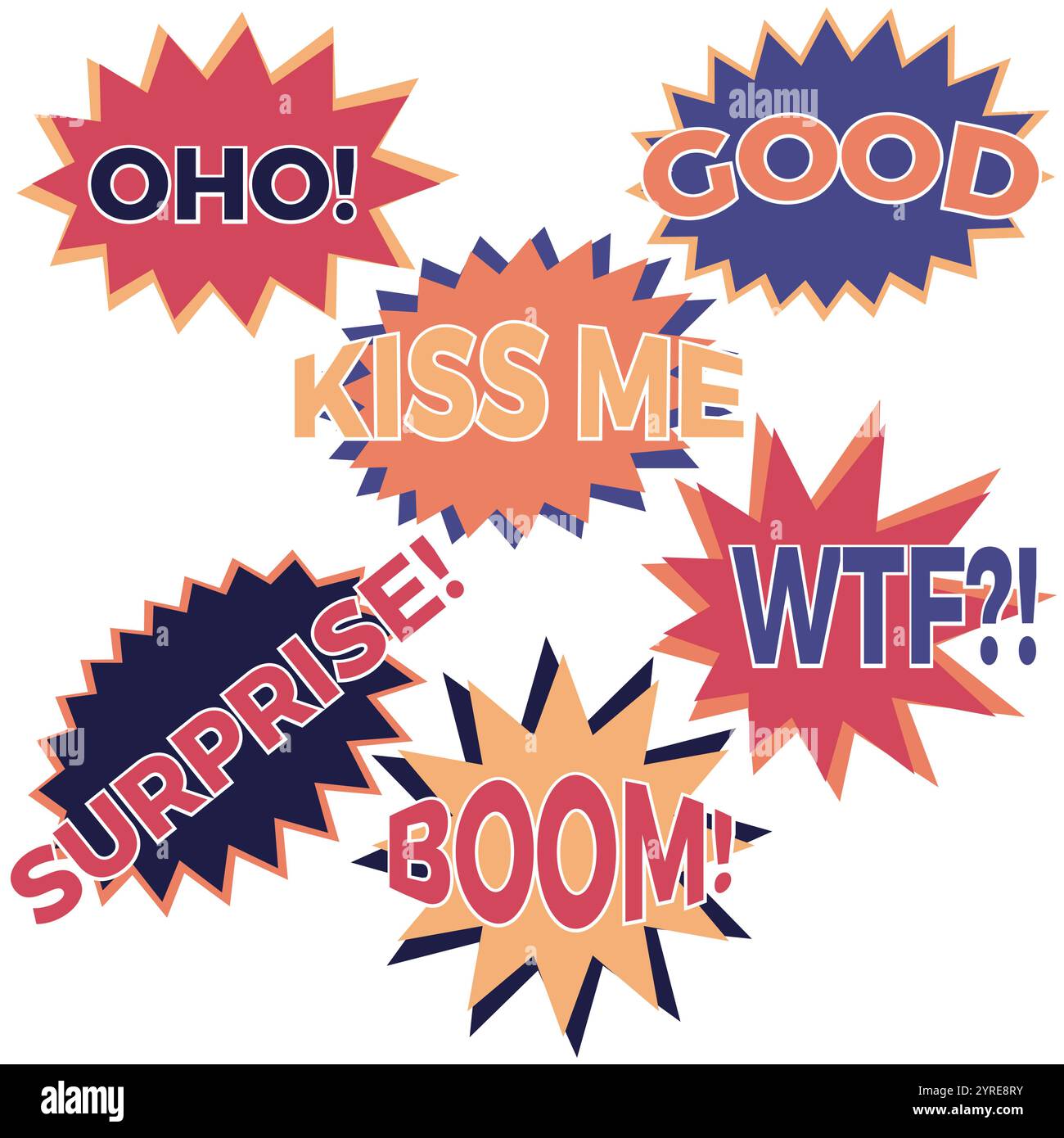 Set of six cartoon comic balloon speech bubbles in flat style. Elements ...