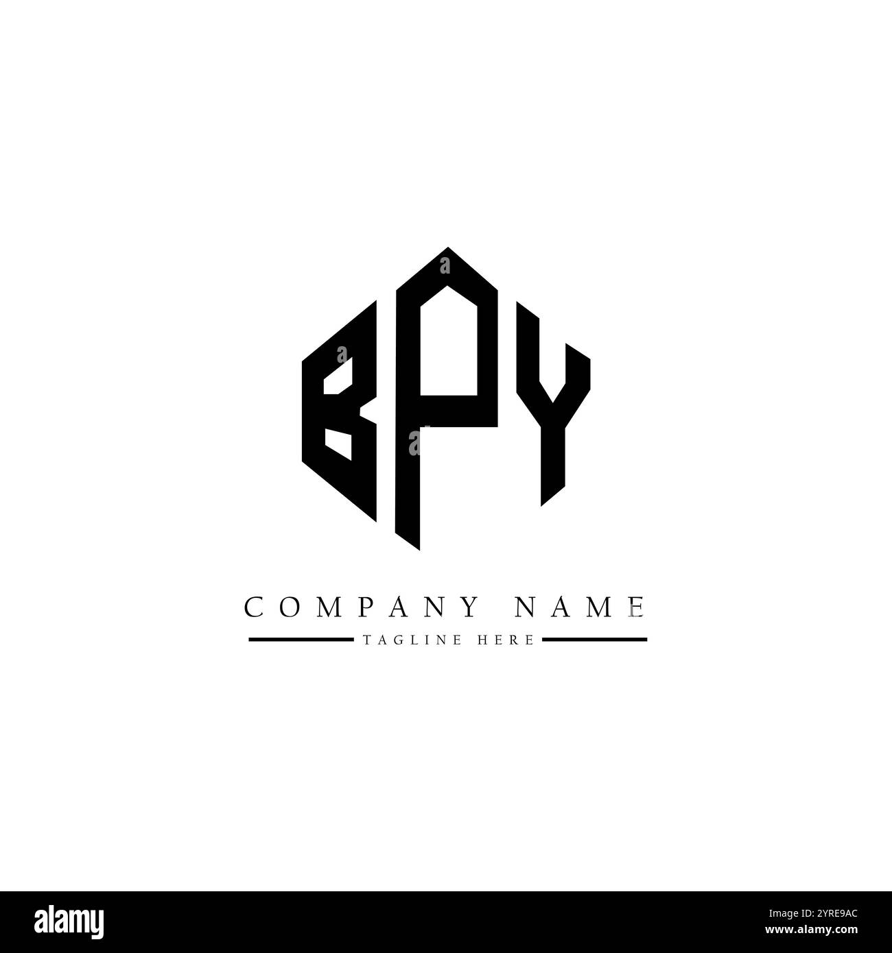 BPY letter logo design with polygon shape. BPY polygon and cube shape ...