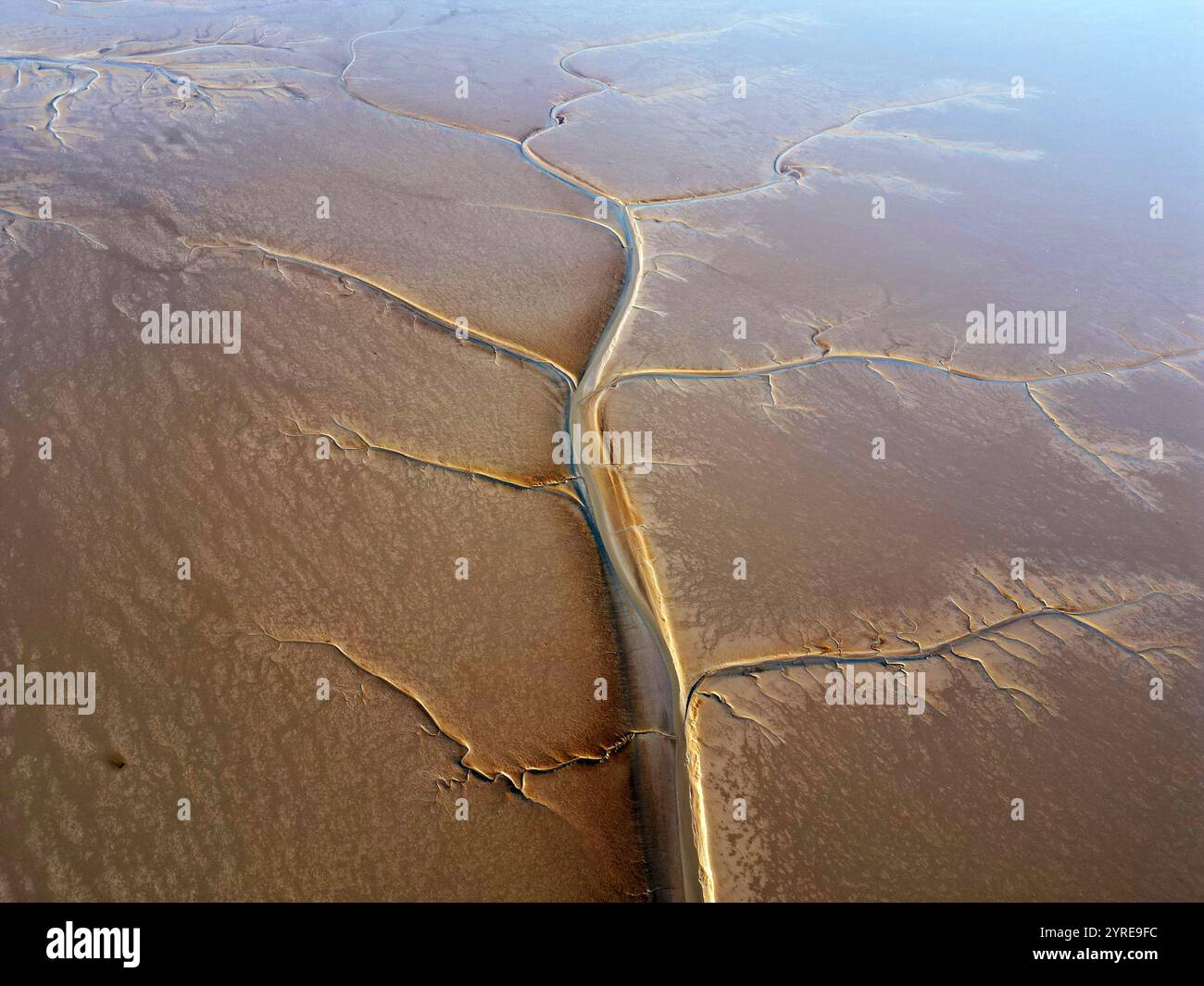 Aerial view of the tidal mudflats and channels of the Eemsdelta ...