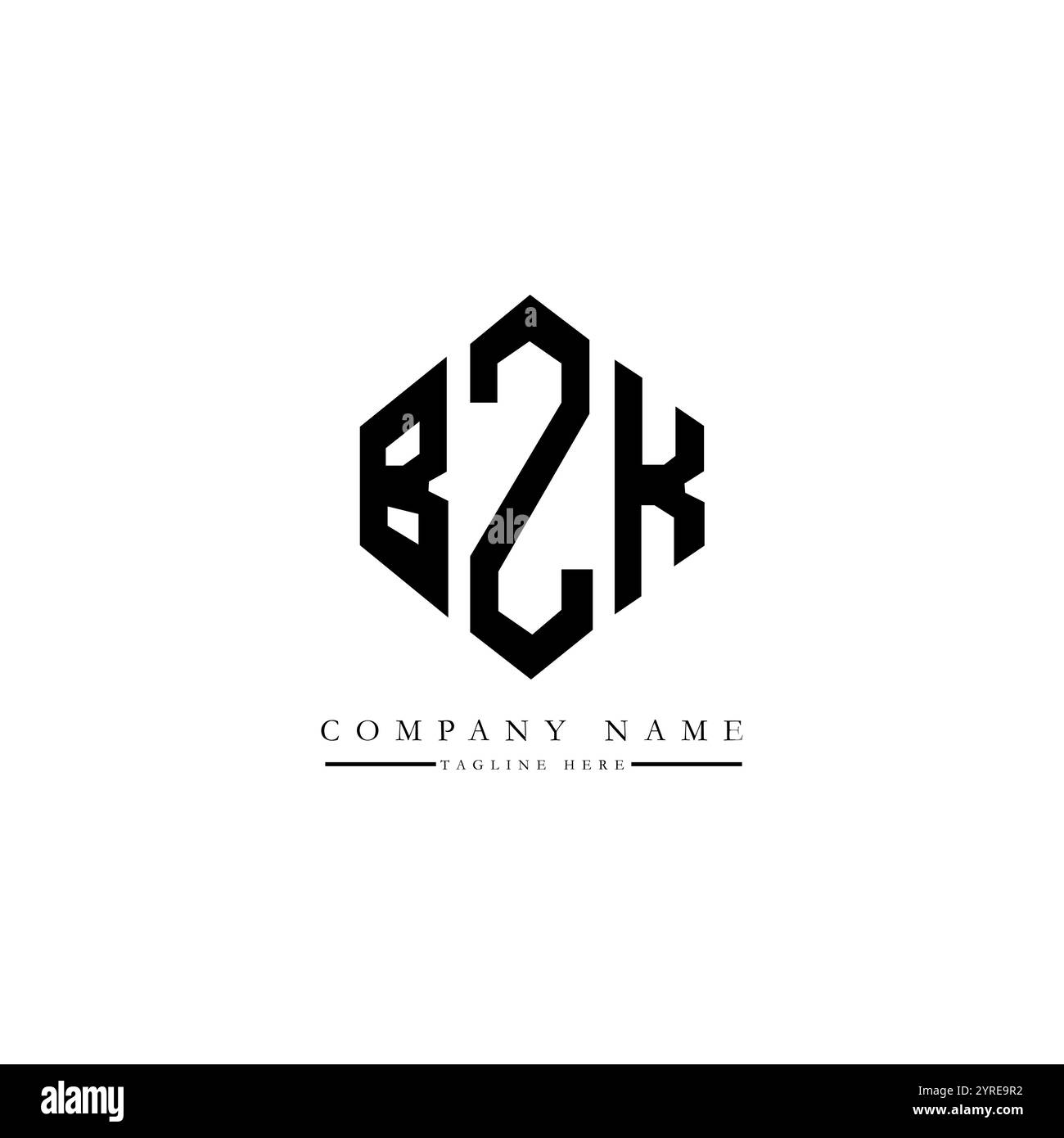 BZK letter logo design with polygon shape. BZK polygon and cube shape ...