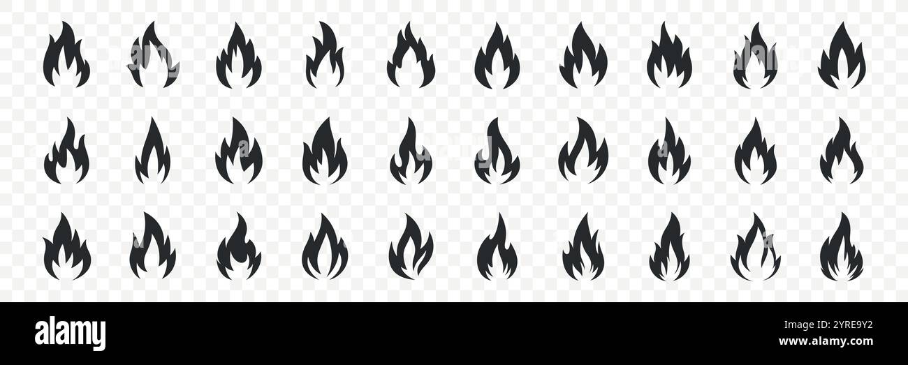 Vector Fire Flame Icon Set. Isolated Campfire, Bonfire, Flame Sign ...