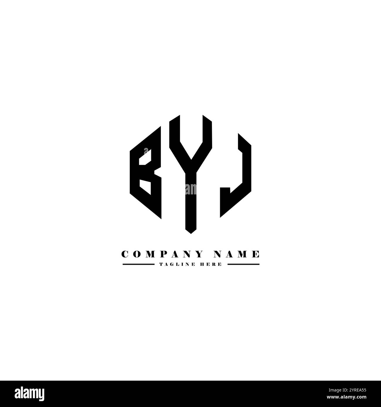 BYJ letter logo design with polygon shape. BYJ polygon and cube shape logo design. BYJ hexagon ...