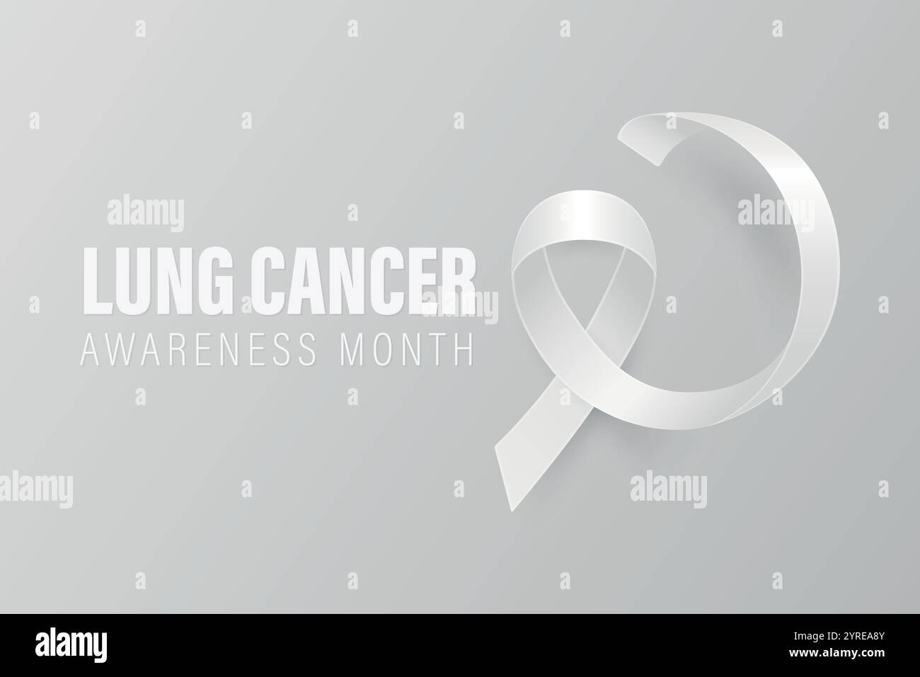 Vector Realistic Lung Cancer Awareness Banner With White Ribbon ...