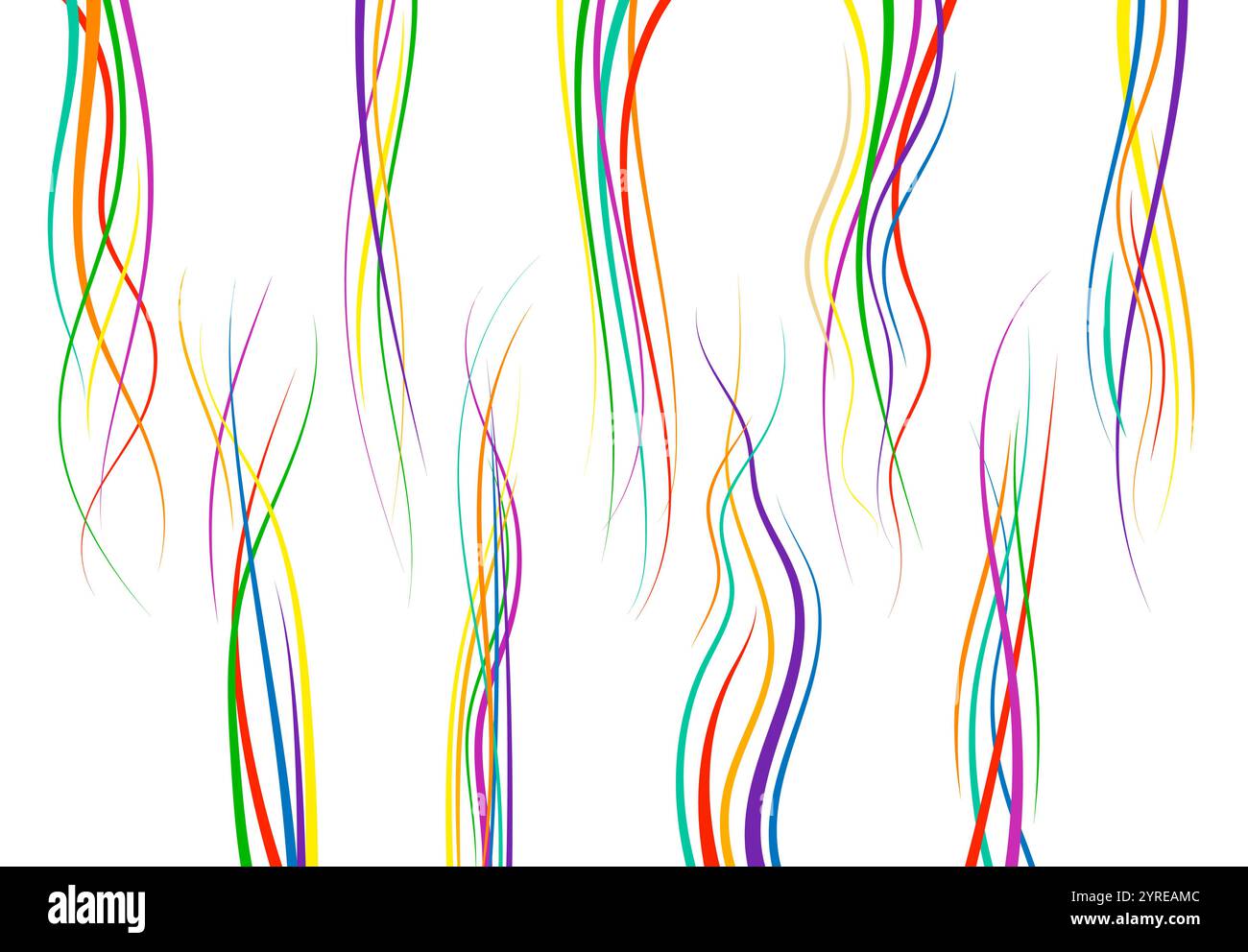 Set of abstract color curved lines. Wave design element. Vector ...