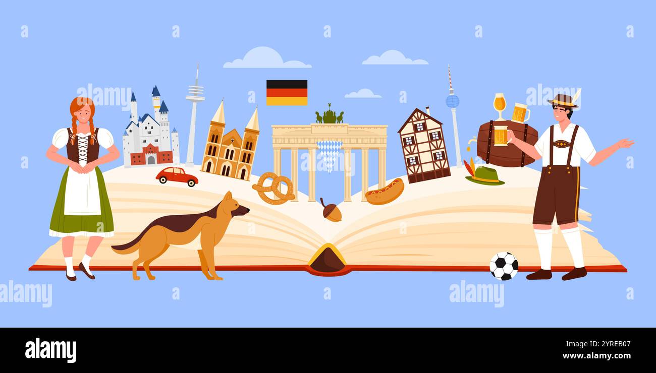 Culture elements of Germany, landmarks and food study in infographic ...