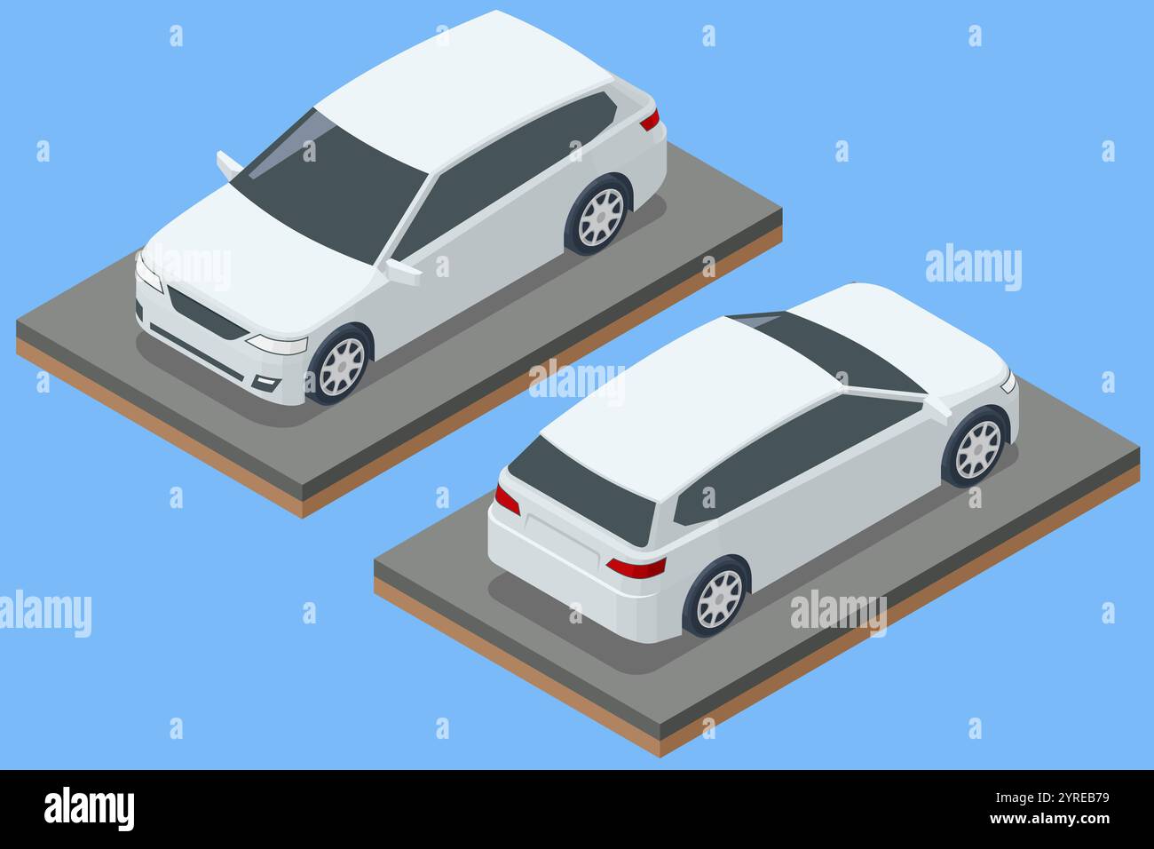 Isometric Car wagon. Auto low Car vector template on white background ...