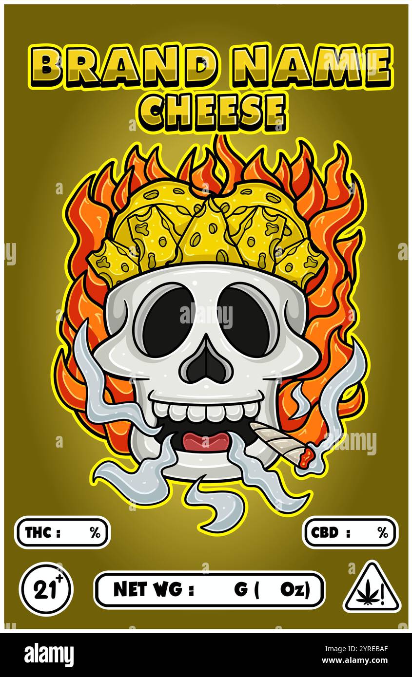 Cartoon Cheese on Skull Head Smoking And Burning Fire Backgrounds. For ...