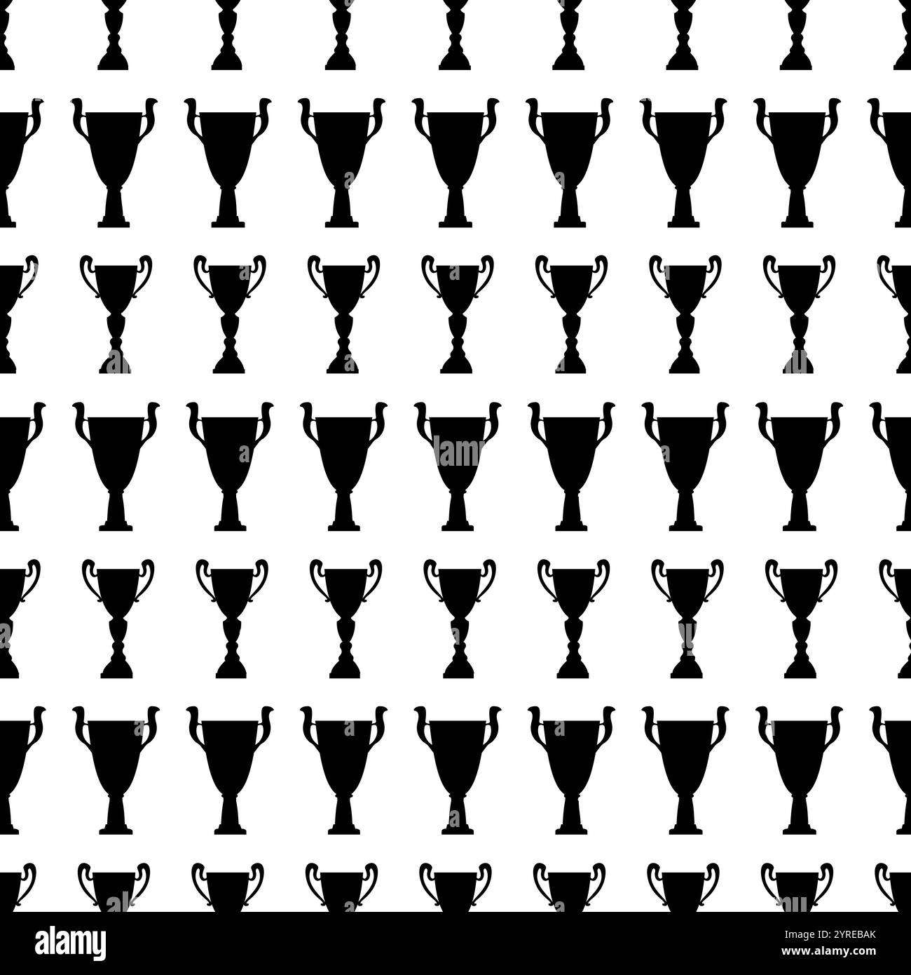 Winner trophy cup seamless pattern. Black simple silhouette texture ...