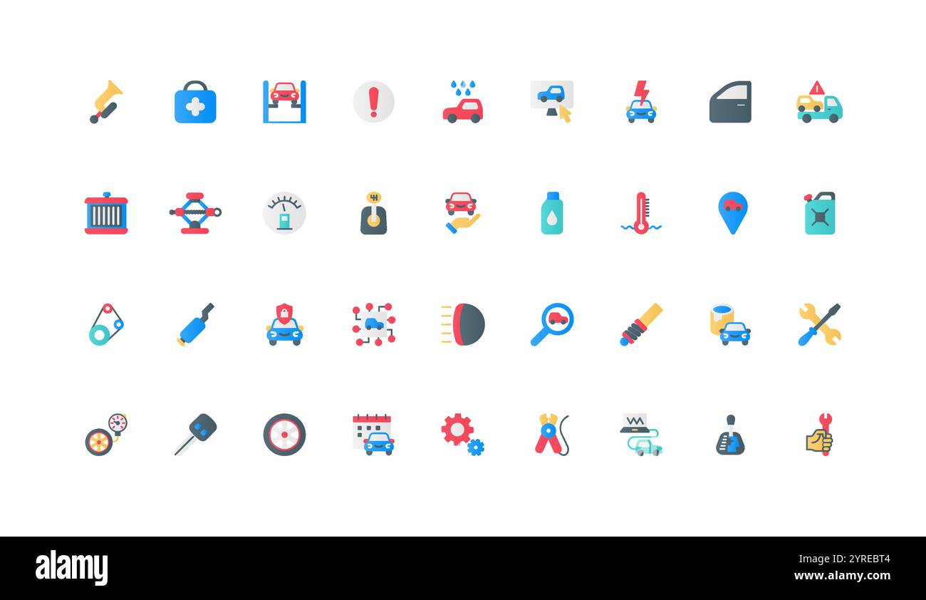 Car repair and maintenance service, appointment planning color icon set ...