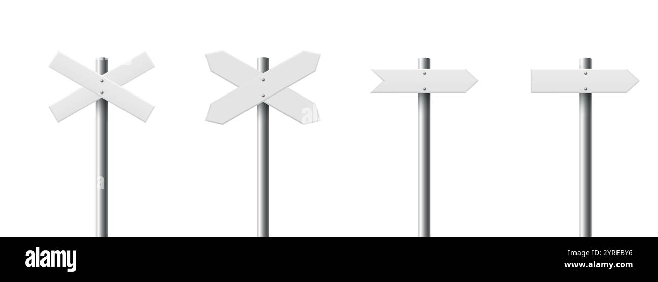 Realistic Blank Sign Post Set. Realistic Road Signboard. Plywood ...