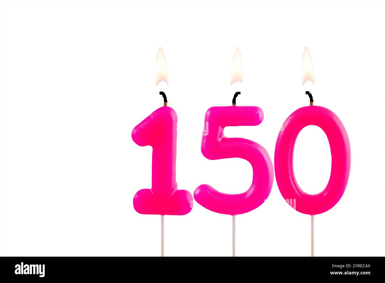 Candles forming the number 150 - white background Stock Photo - Alamy