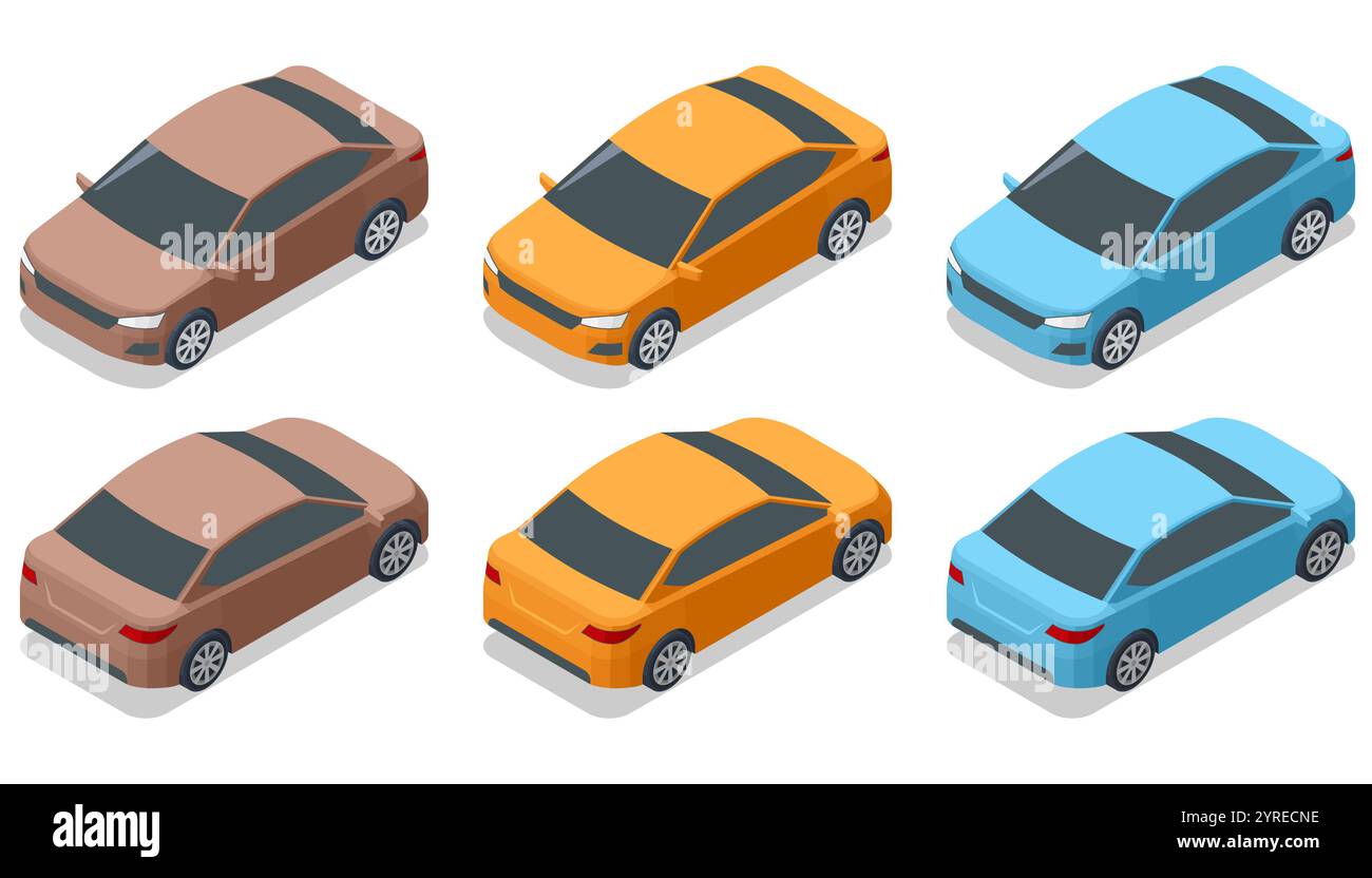 Isometric Fastback, Liftback Car template for branding and advertising ...