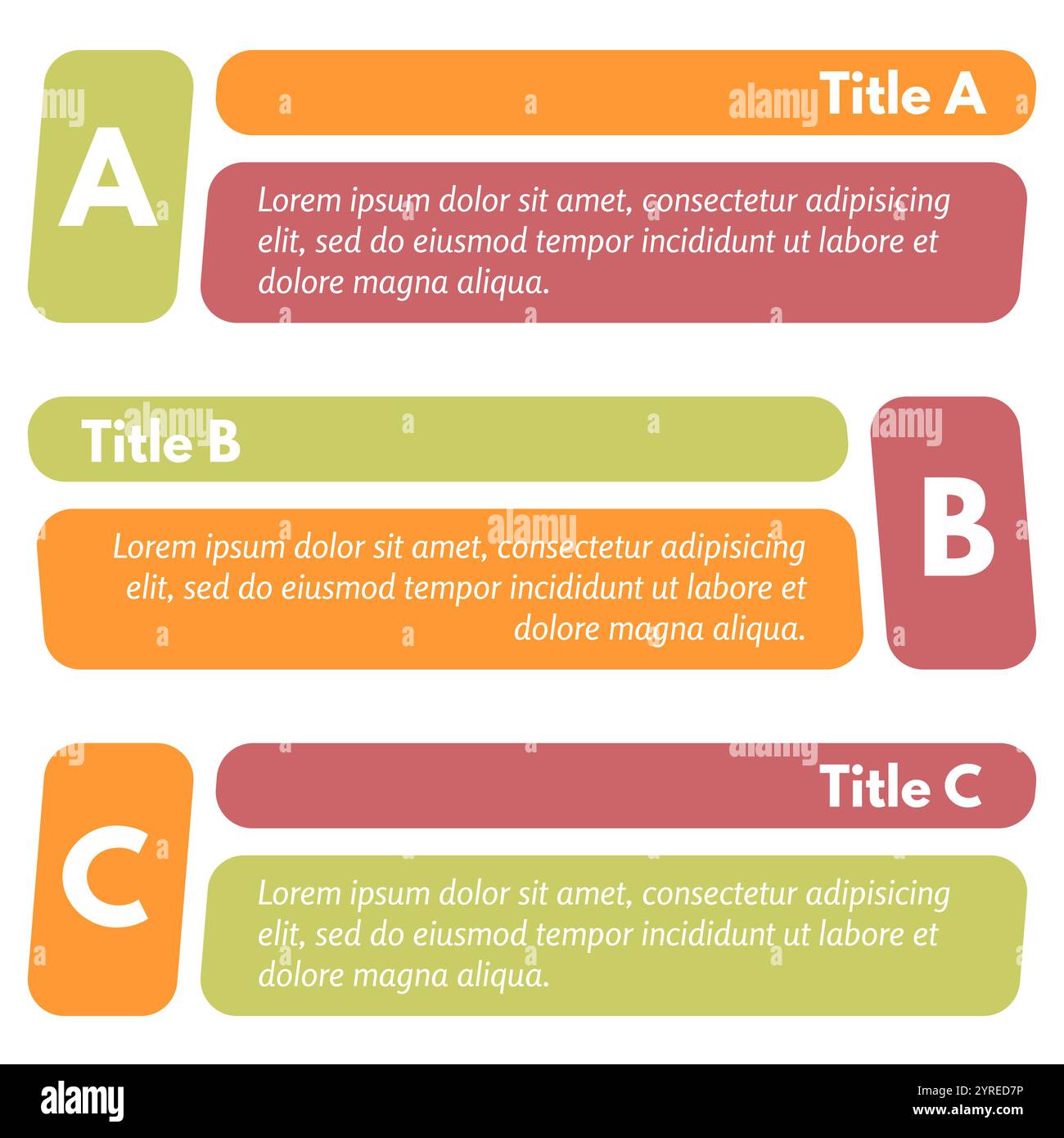 Set of three horizontal colorful options banners. Step by step ...