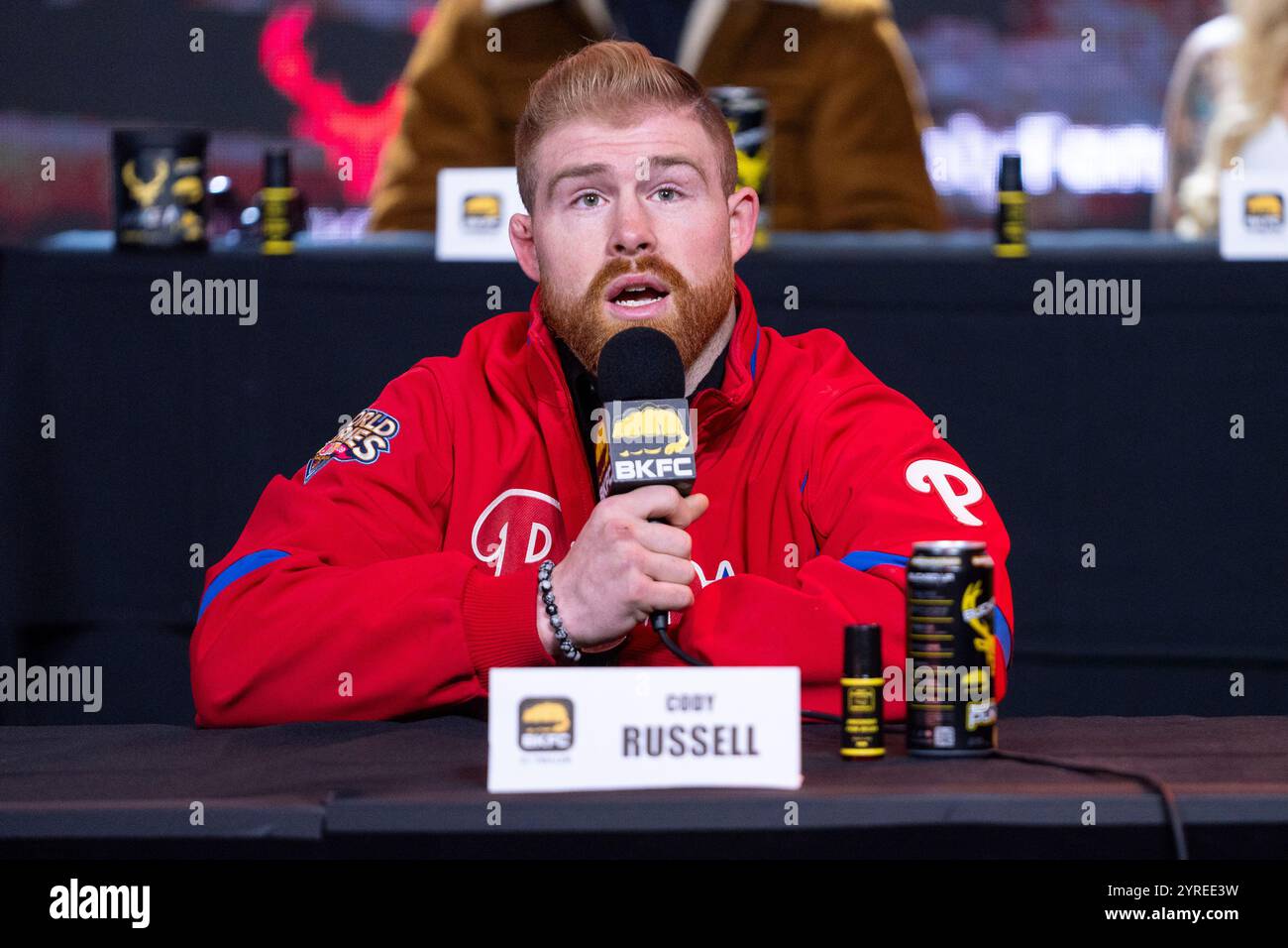 Cody Russell speaks during press conference for KnuckleMania V at the ...
