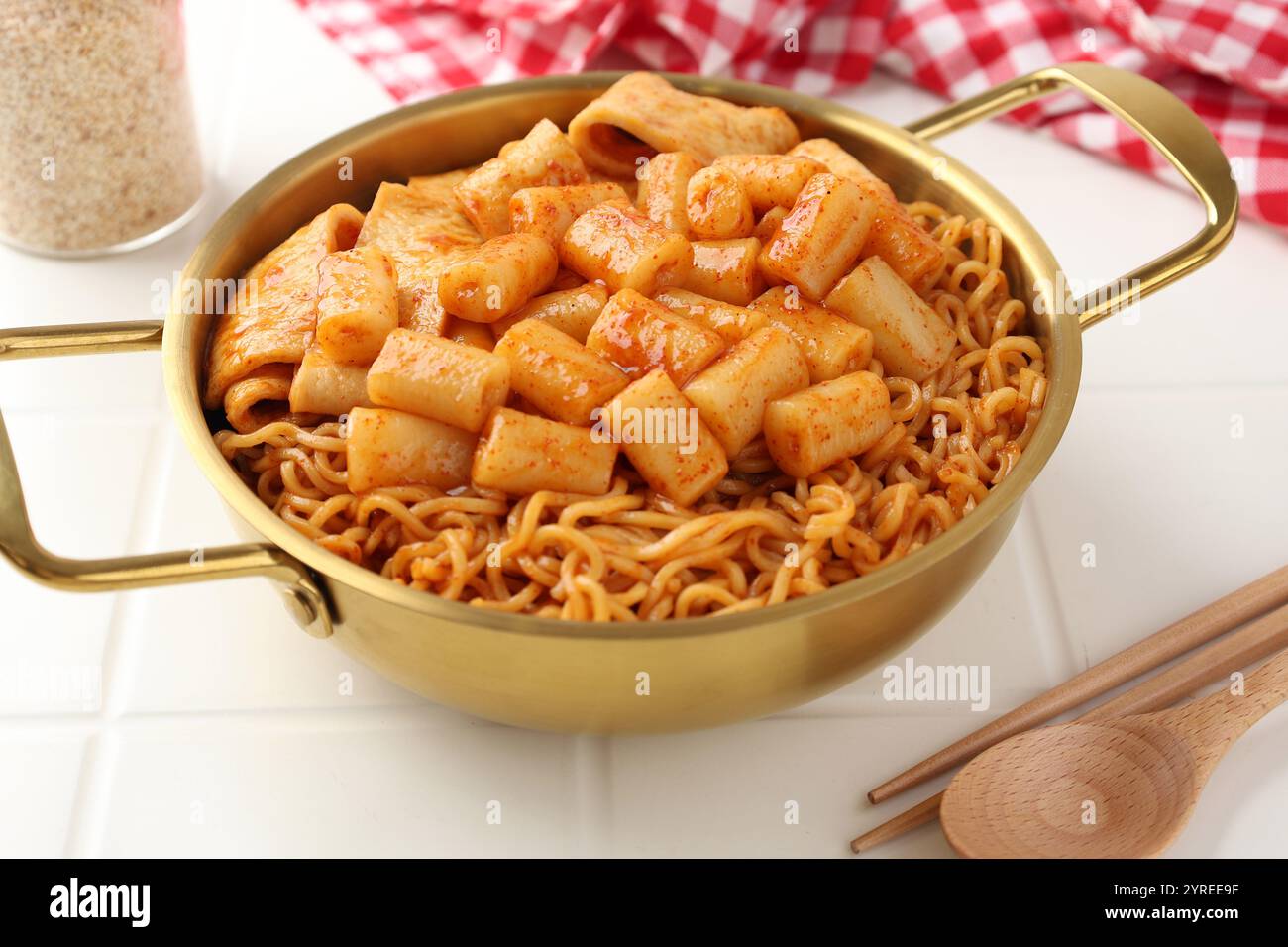 Tteokbokki with Noodle is a Korean Dish Made from Rice Flour Cooked in ...