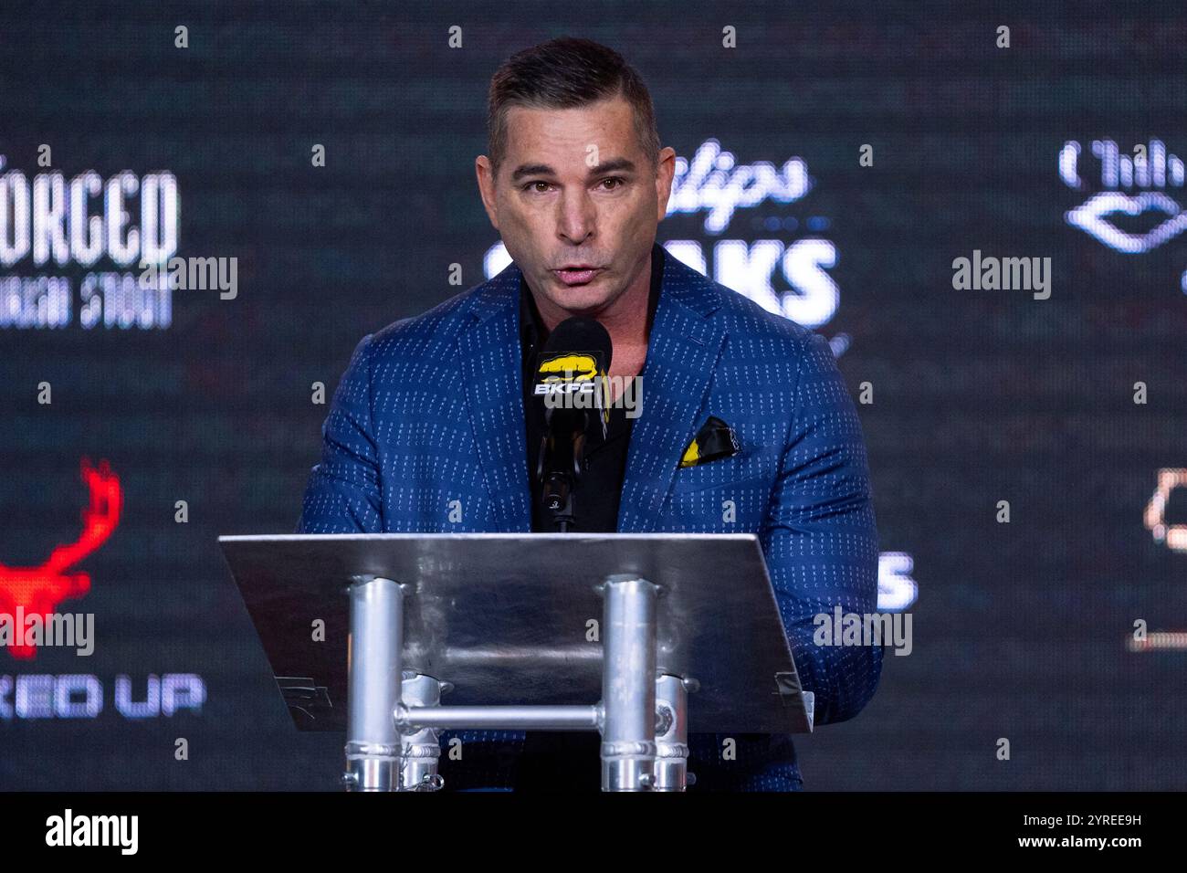 BKFC Founder/President David Feldman speaks during press conference for ...