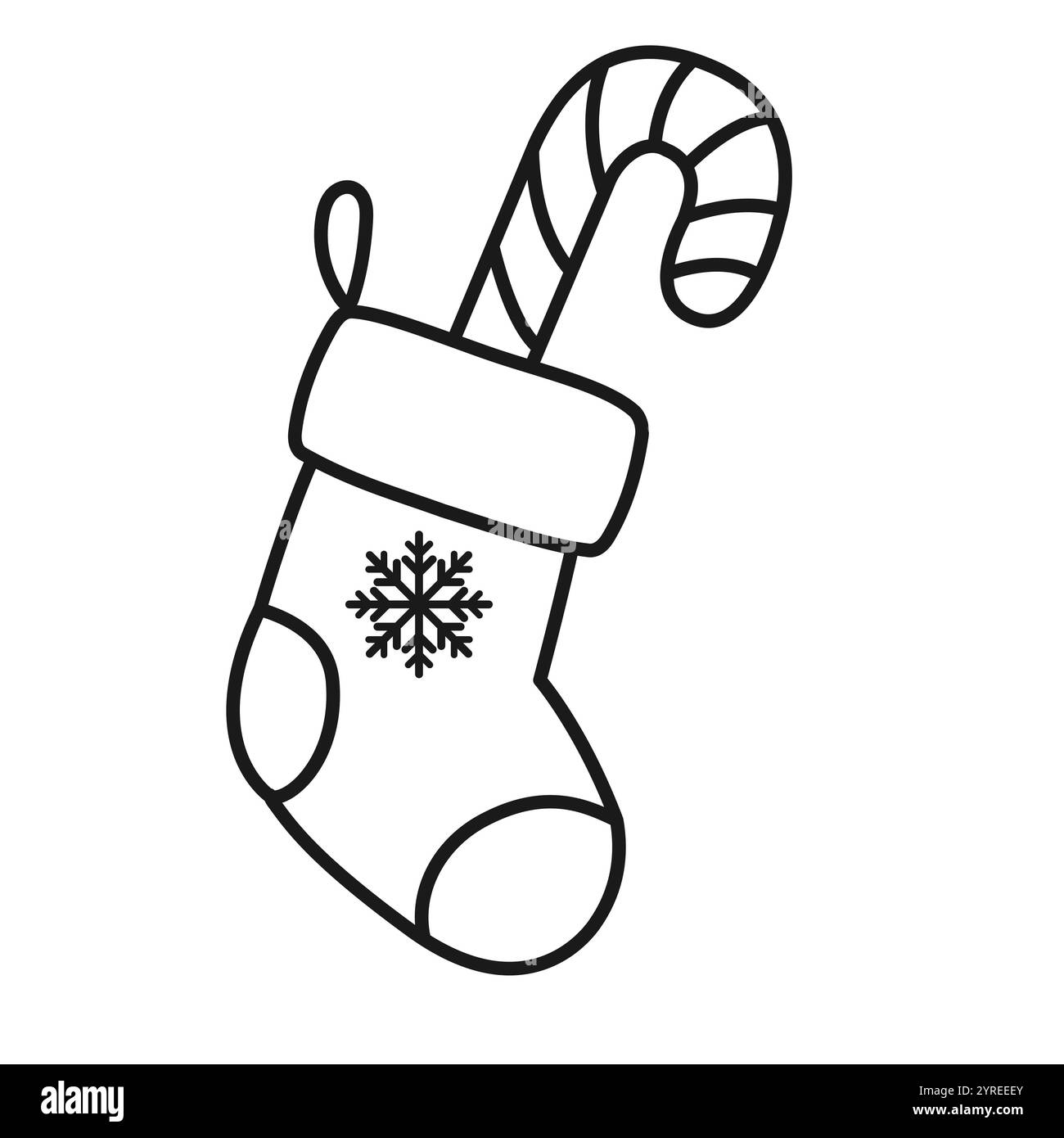 Christmas socks. Coloring page. Vector illustration Stock Vector Image ...