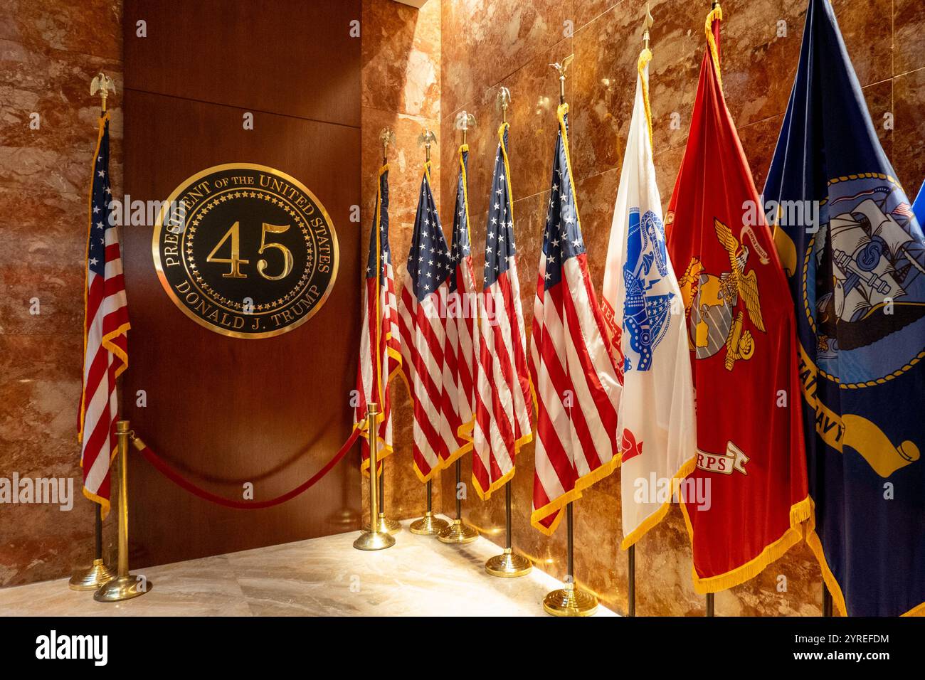 The interior of Trump tower features both restaurants and shops, New ...