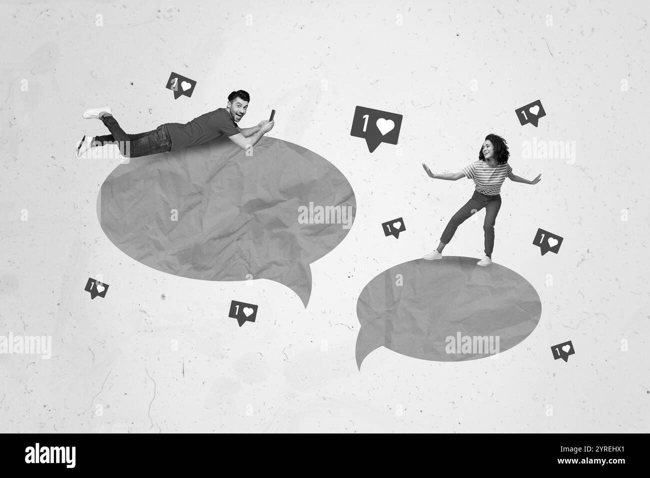 Creative photo 3d collage artwork poster postcard of young funny people ...
