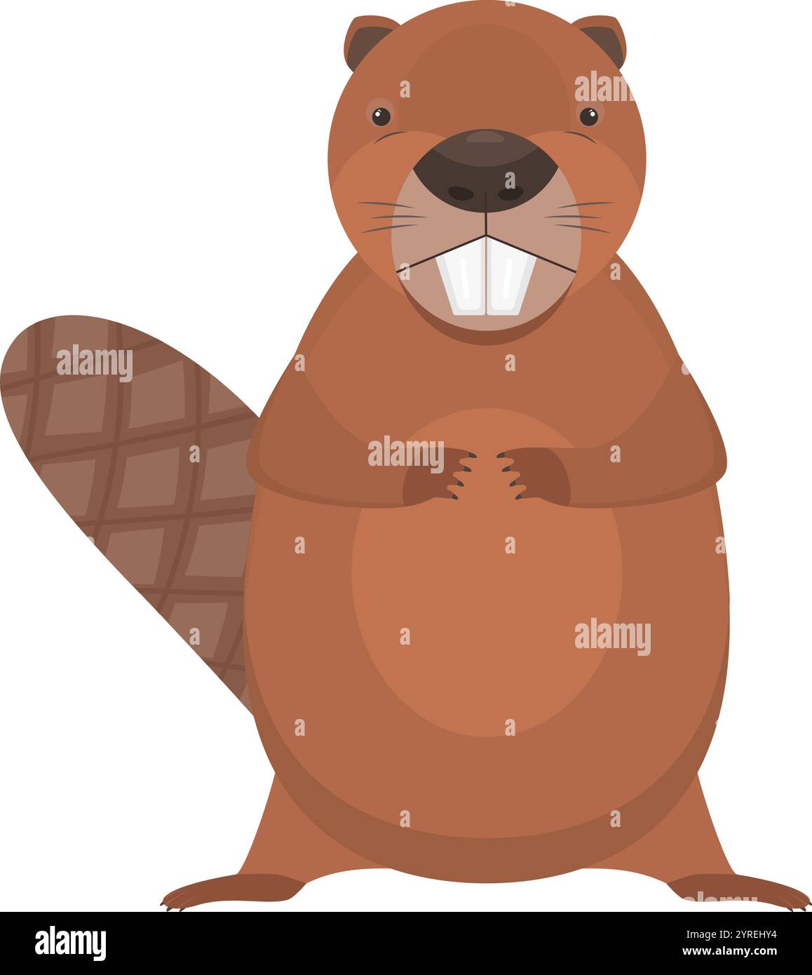Cute cartoon flat vector standing beaver character Stock Vector Image ...