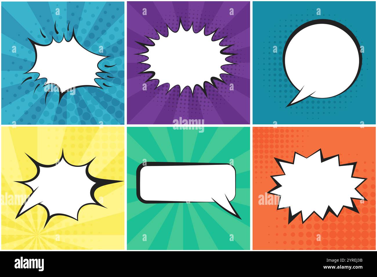 Set of bright retro speech bubbles with background Stock Vector Image ...