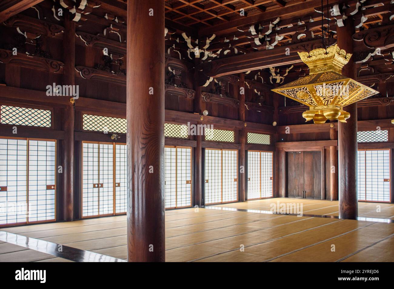 Interior of Higashi Honganji temple of Jodo Shin Buddhism in central ...