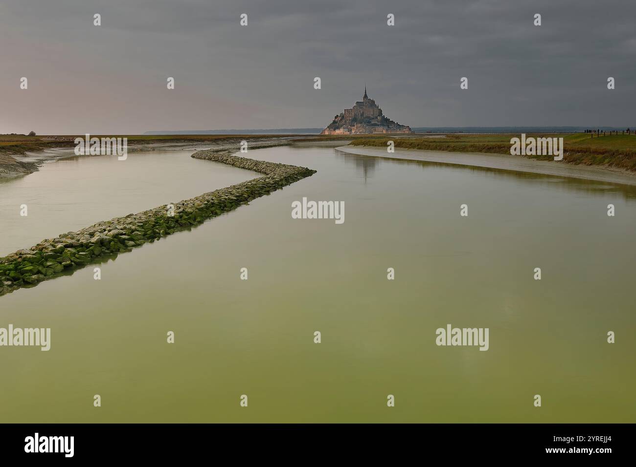 078 Mont-Saint-Michel abbey at sunset on a tidal island of the ...