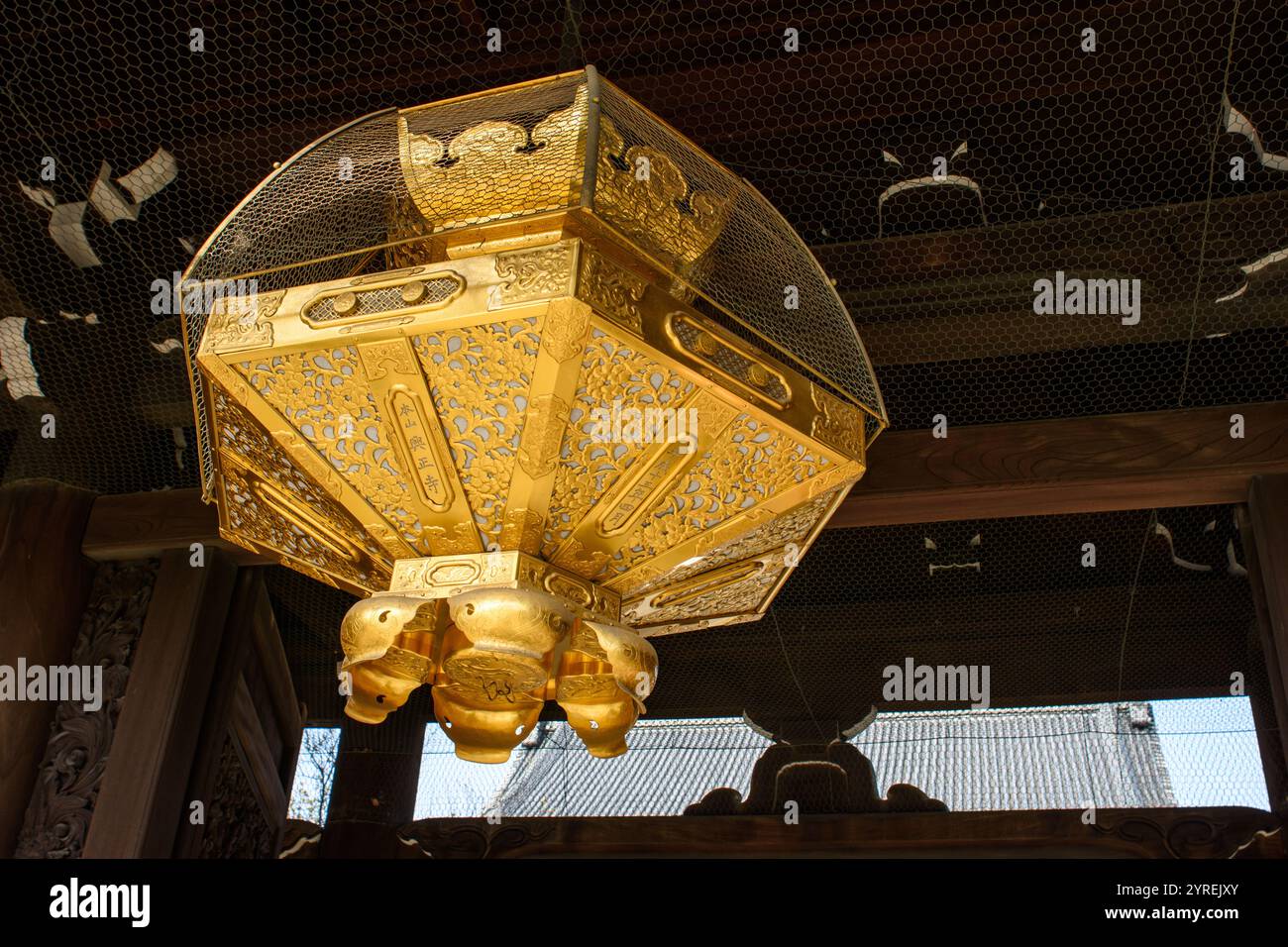 Golden lantern at Higashi Honganji temple of Jodo Shin Buddhism in ...