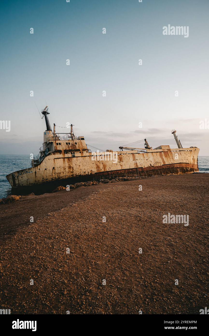 The famous shipwreck in Paphos, Cyprus, stands as a haunting yet ...