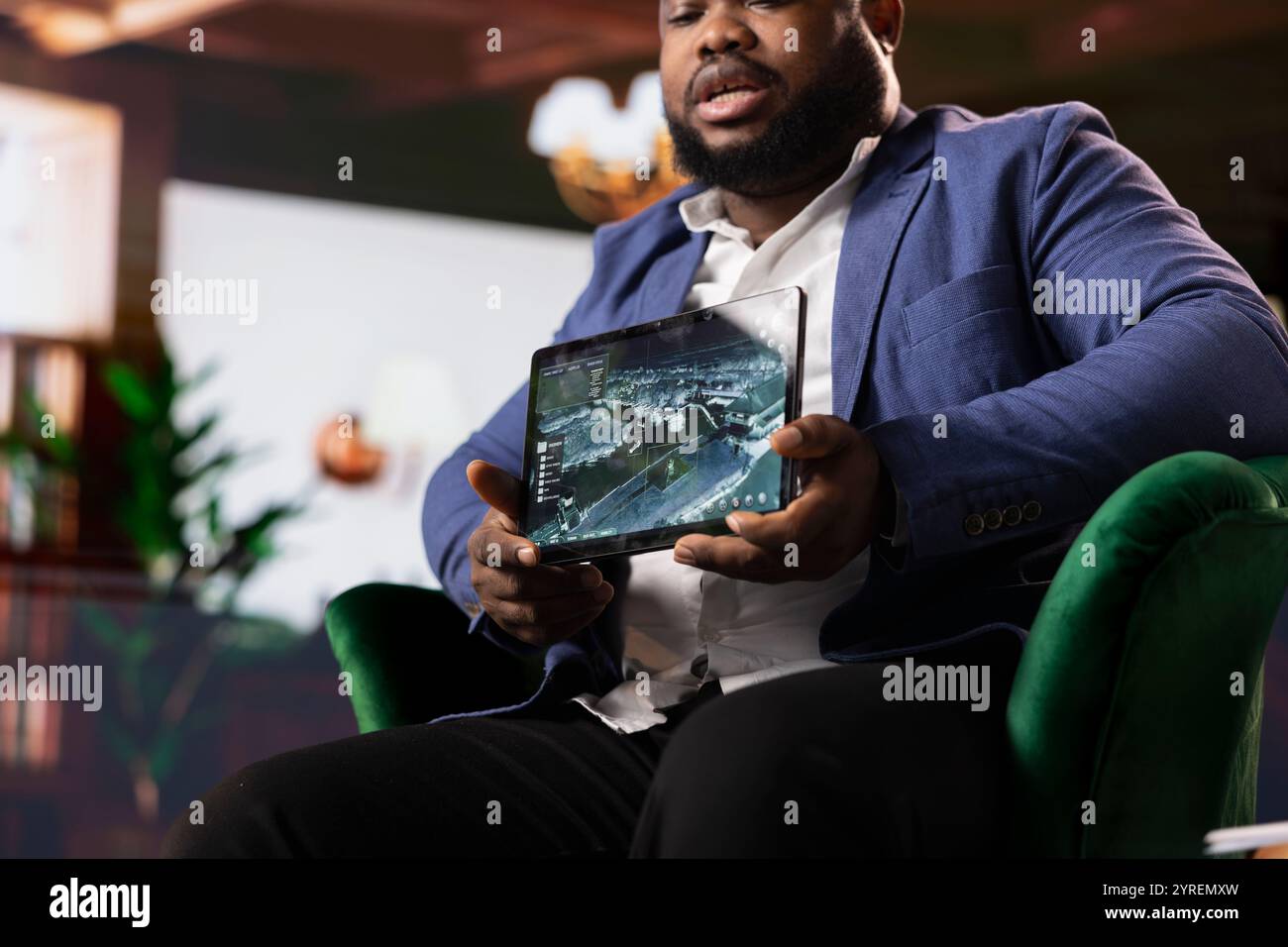 African american government spy monitoring satellite footage to gather ...