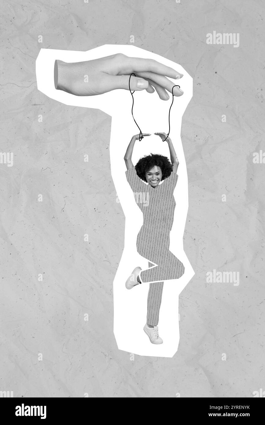 Vertical collage picture of black white arm fingers gold hang string ...