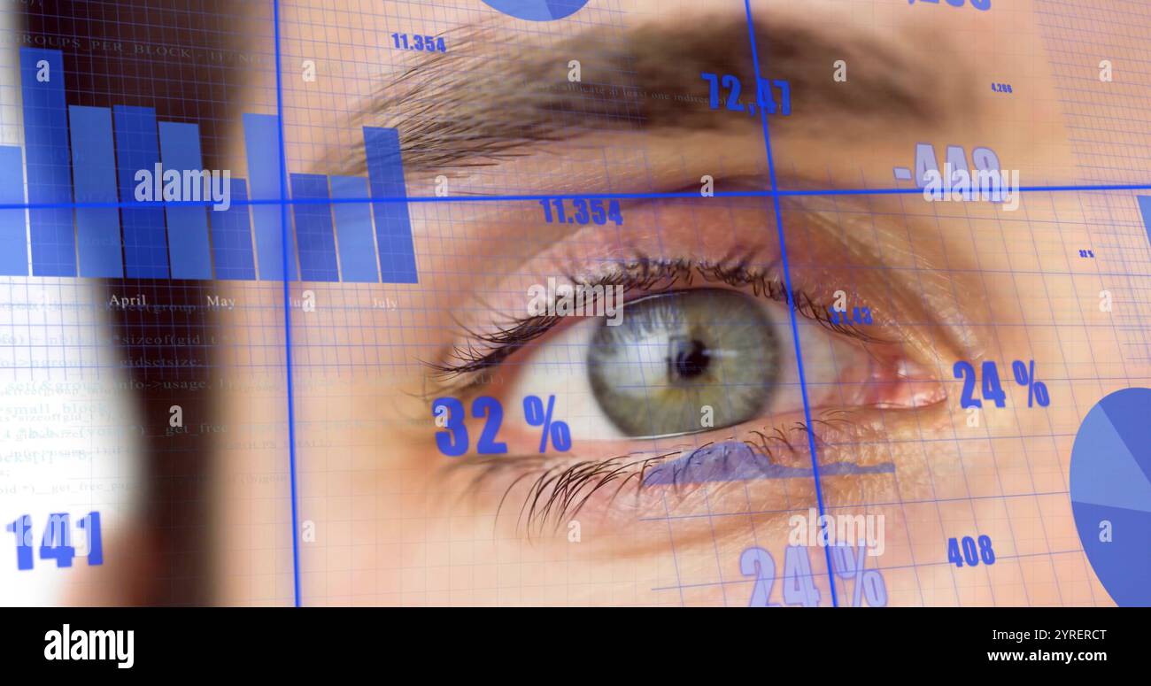 Image of data processing over close up of man's eye Stock Photo - Alamy