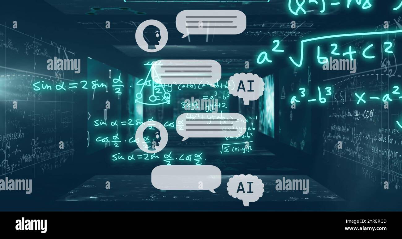 Image of ai text and mathematical data processing Stock Photo - Alamy