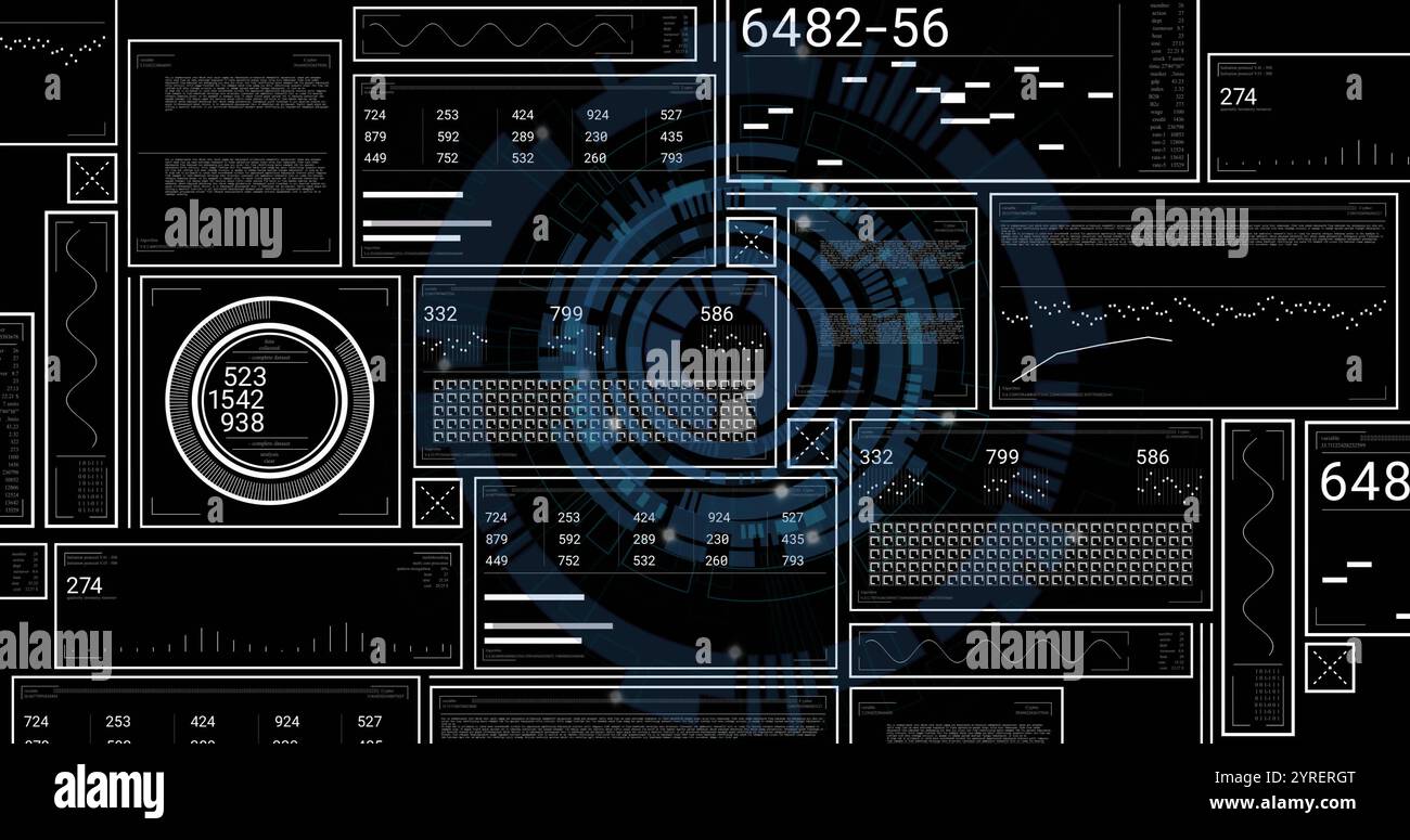 Image of digital data processing over black background Stock Photo - Alamy