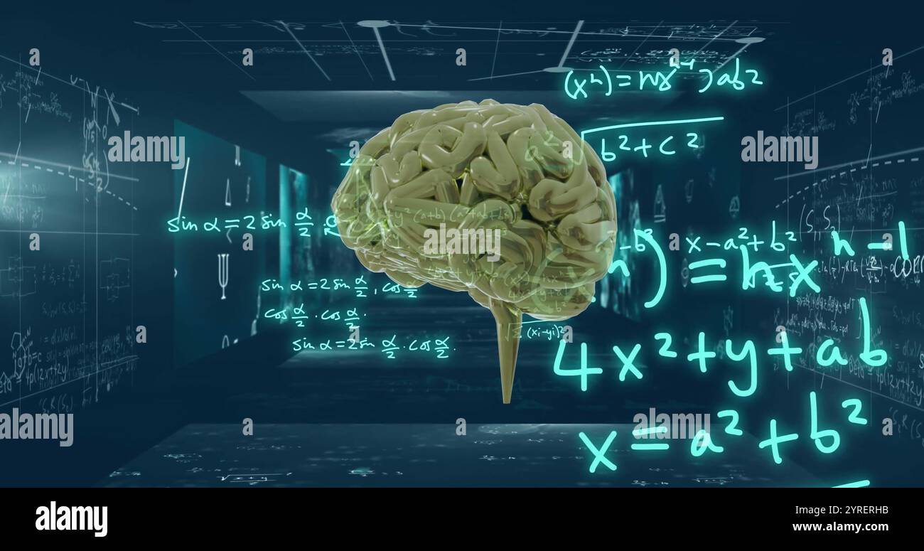 Image of human brain, ai mathematical data processing Stock Photo - Alamy