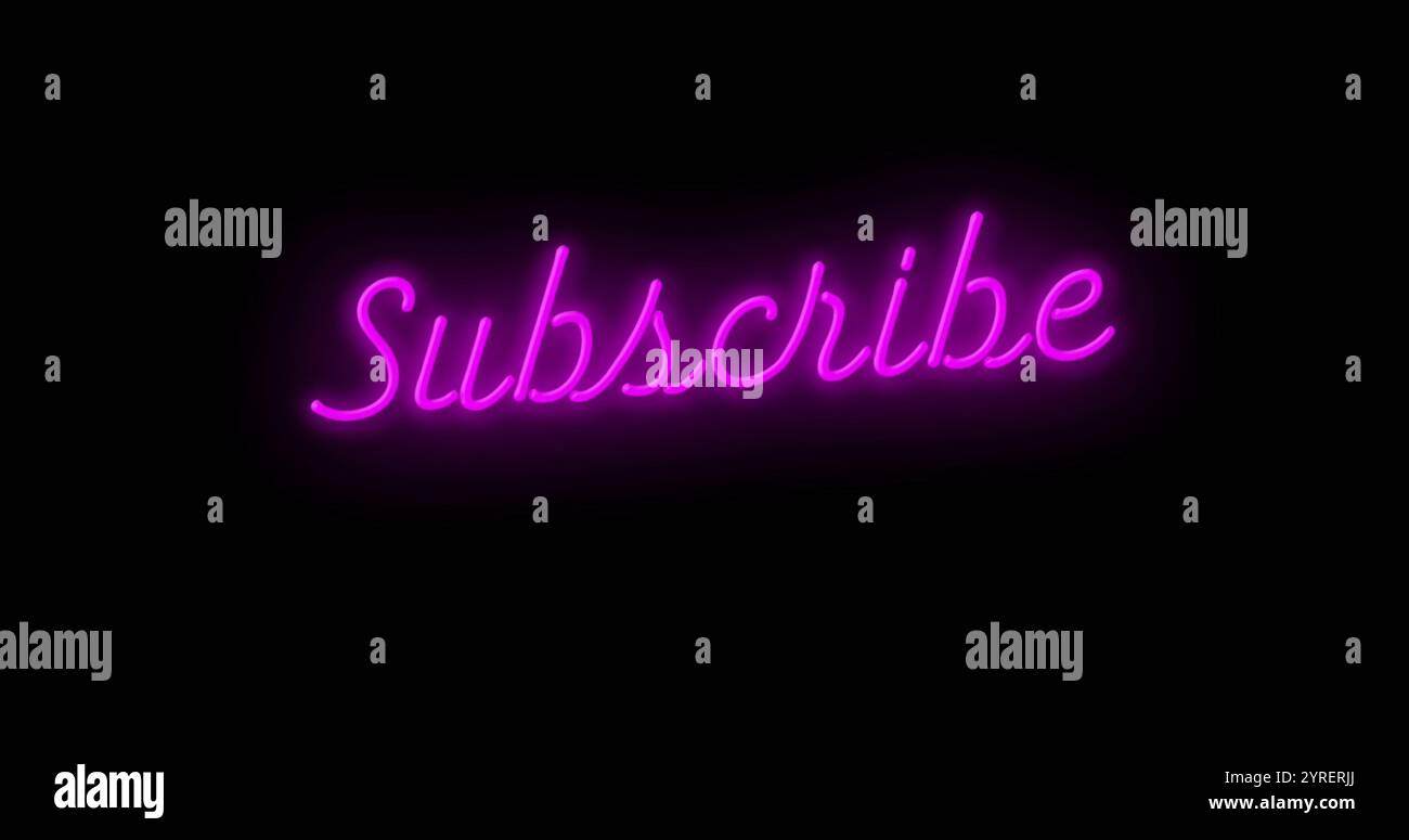 Image of pink neon subscribe text on black background Stock Photo - Alamy