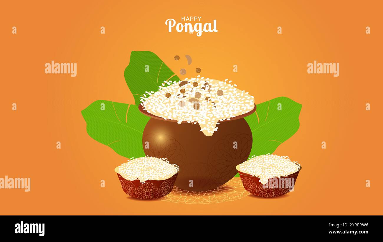 Happy Pongal harvest festival in India celebrate background. Sweet Rice ...